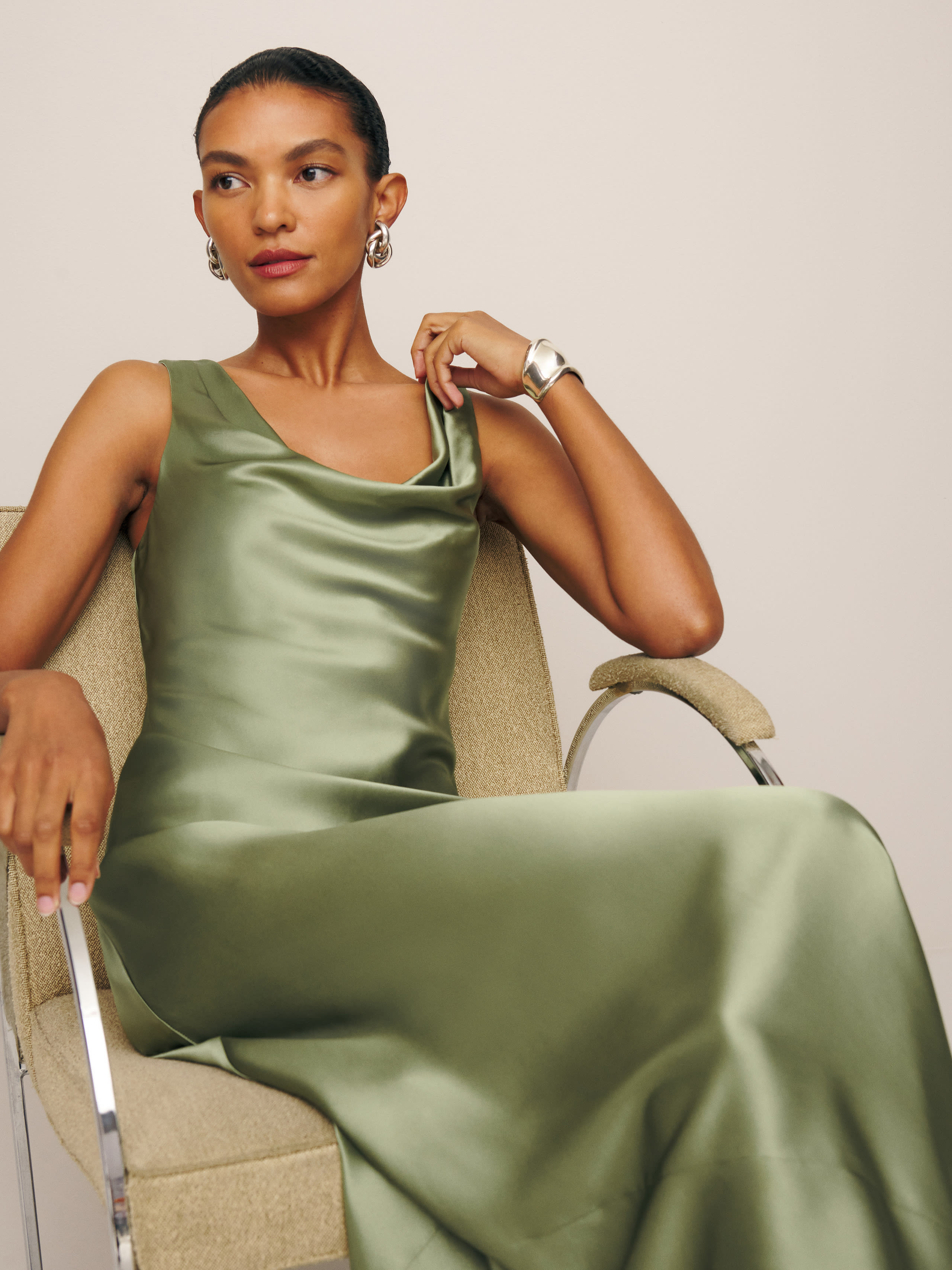 Reformation Annabelle Silk Dress In Artichoke | ModeSens